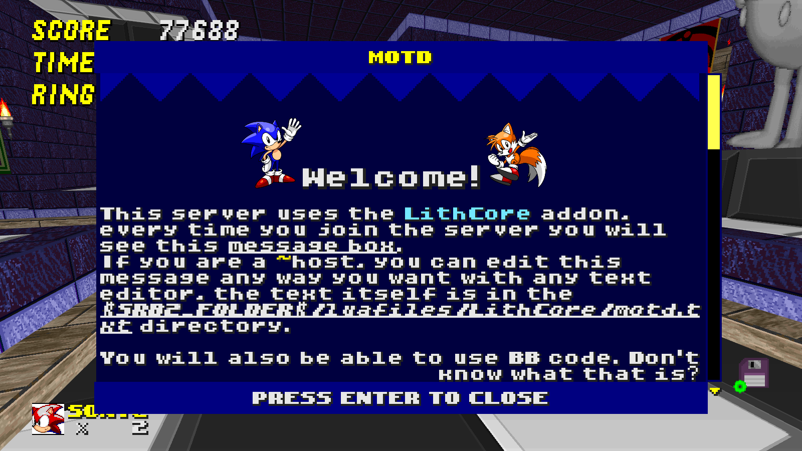 SRB2 LithiumCore — Powerful add-on for hosting SRB2 servers